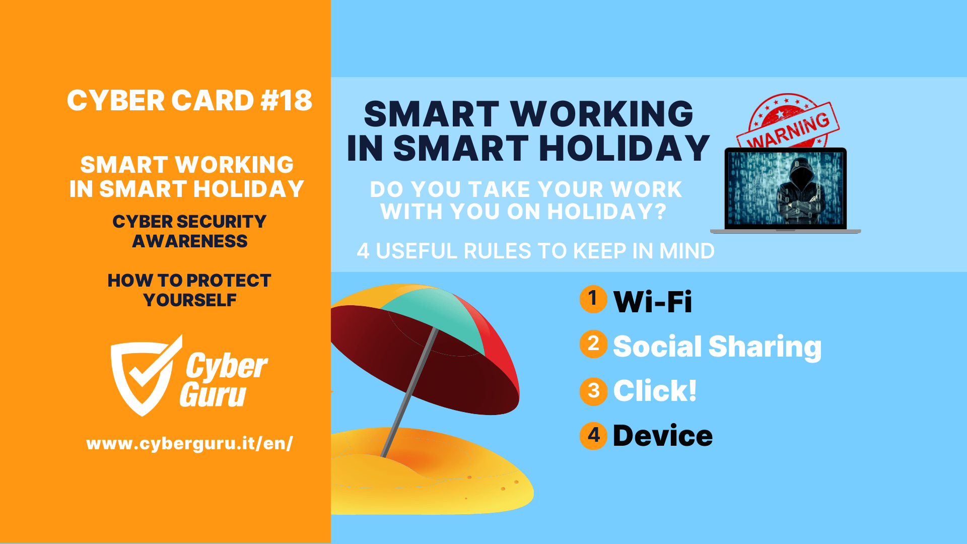 Cyber Card #18 - Summer Tips for remote working - Cyber Guru