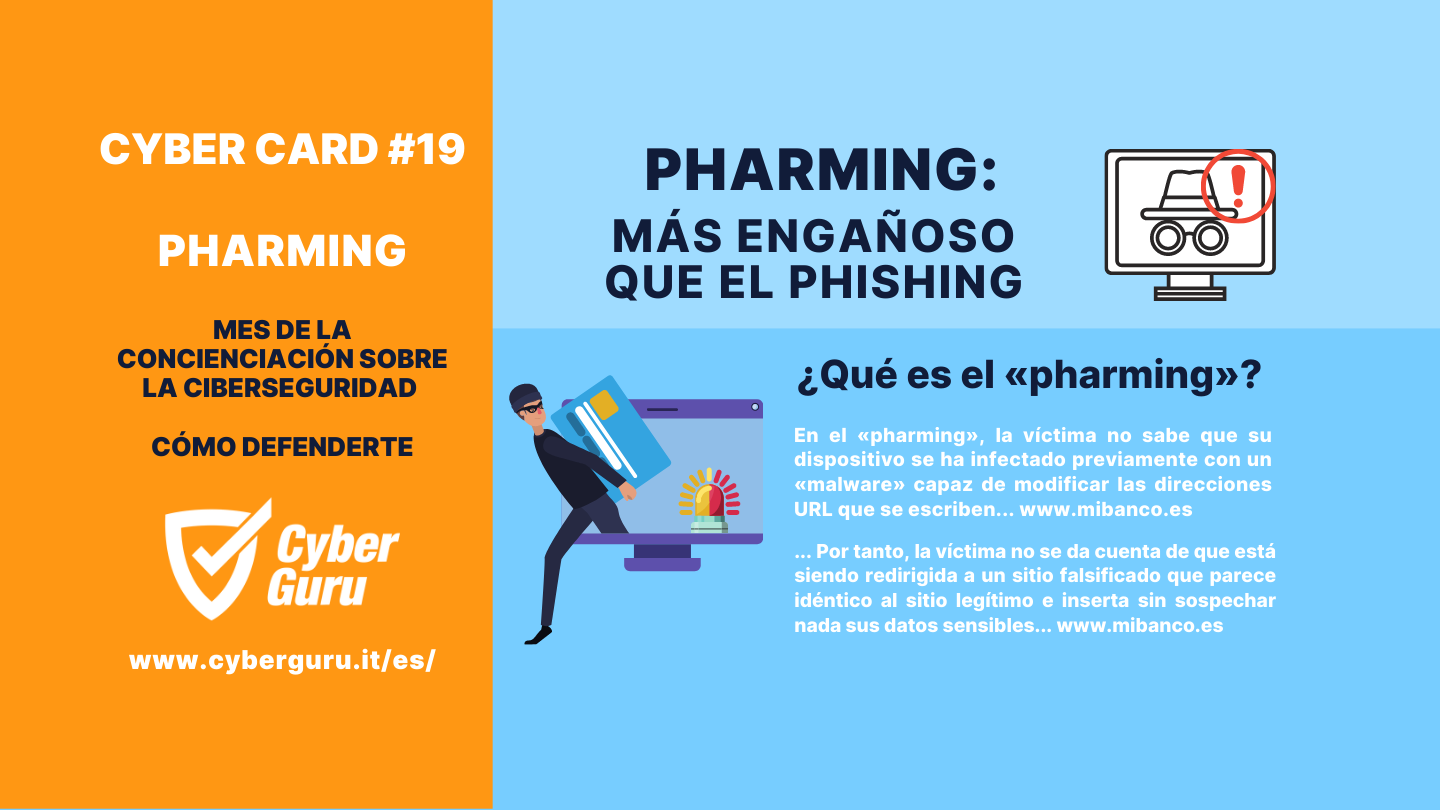 Cyber Card n° 19 - Infografía Pharming - Cyber Guru