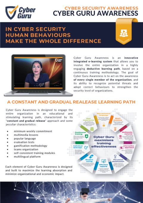 Datasheet – Cyber Guru solutions for Cyber Security Awareness